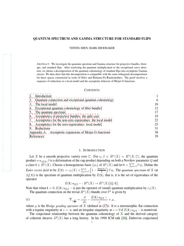 Quantum Spectrum and Gamma Structure For Standard Flips | PDF | Algebra ...
