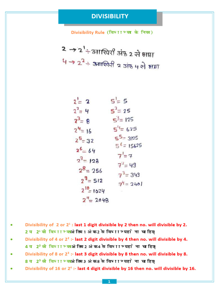 Divisibility Notes 15-10 | PDF