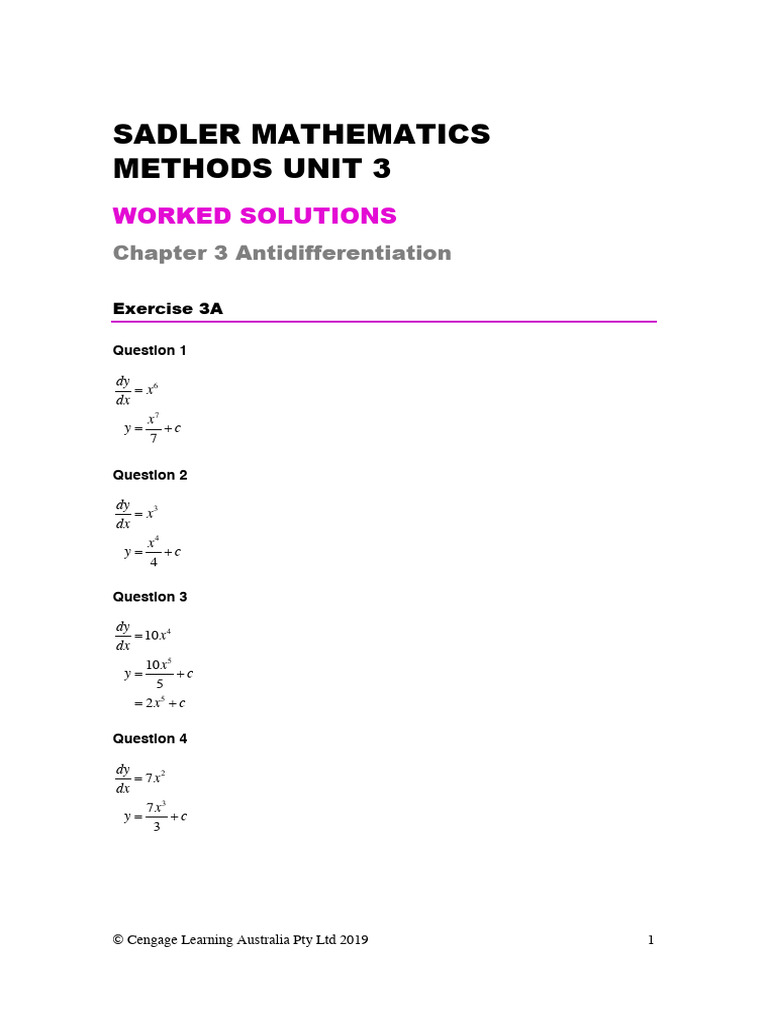 Antidifferentiation Solutions Guide | PDF