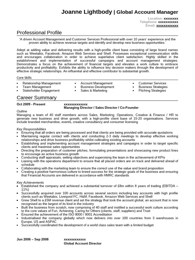 Executive Account Management Profile | PDF | Marketing | Sales