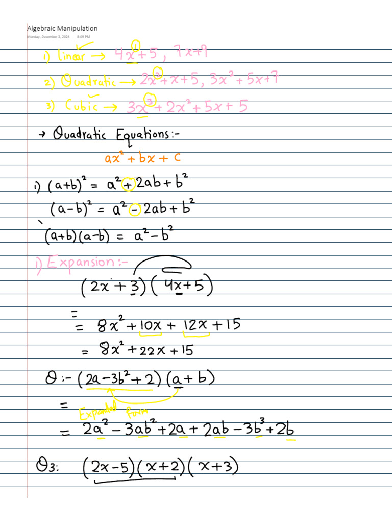Algebraic Manipulation | PDF