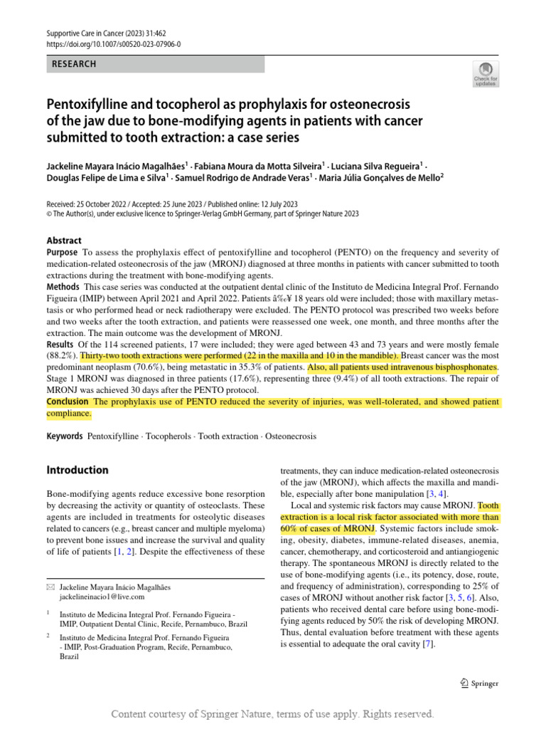 Pentoxifylline and Tocopherol As Prophylaxis For o | PDF | Diseases And ...