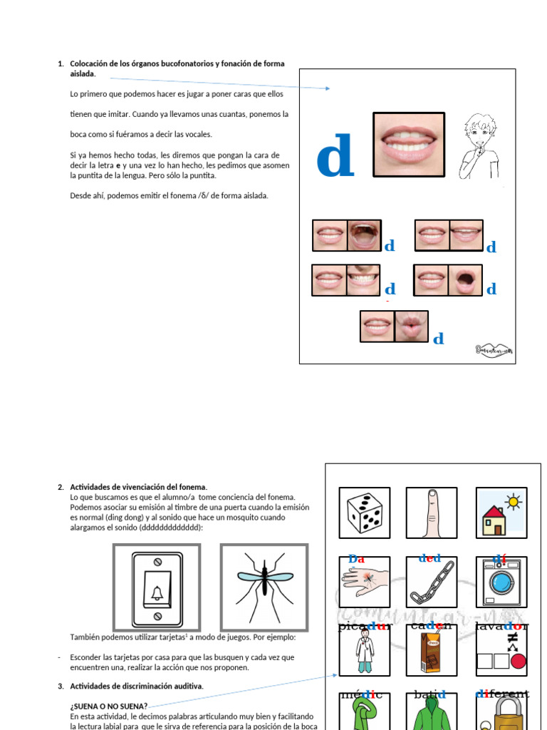 Fonema D Ejercicio | PDF | Lingüística | Fonética