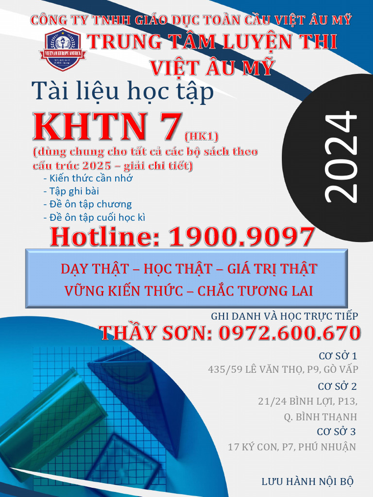 Khtn 7 - Hk1 - Tài Liệu Học Tập 2025 | PDF