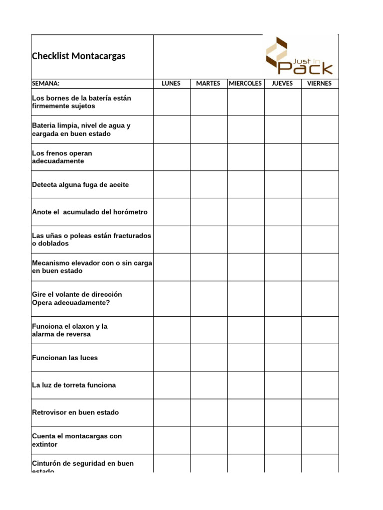 Checklist de Montacargas | PDF