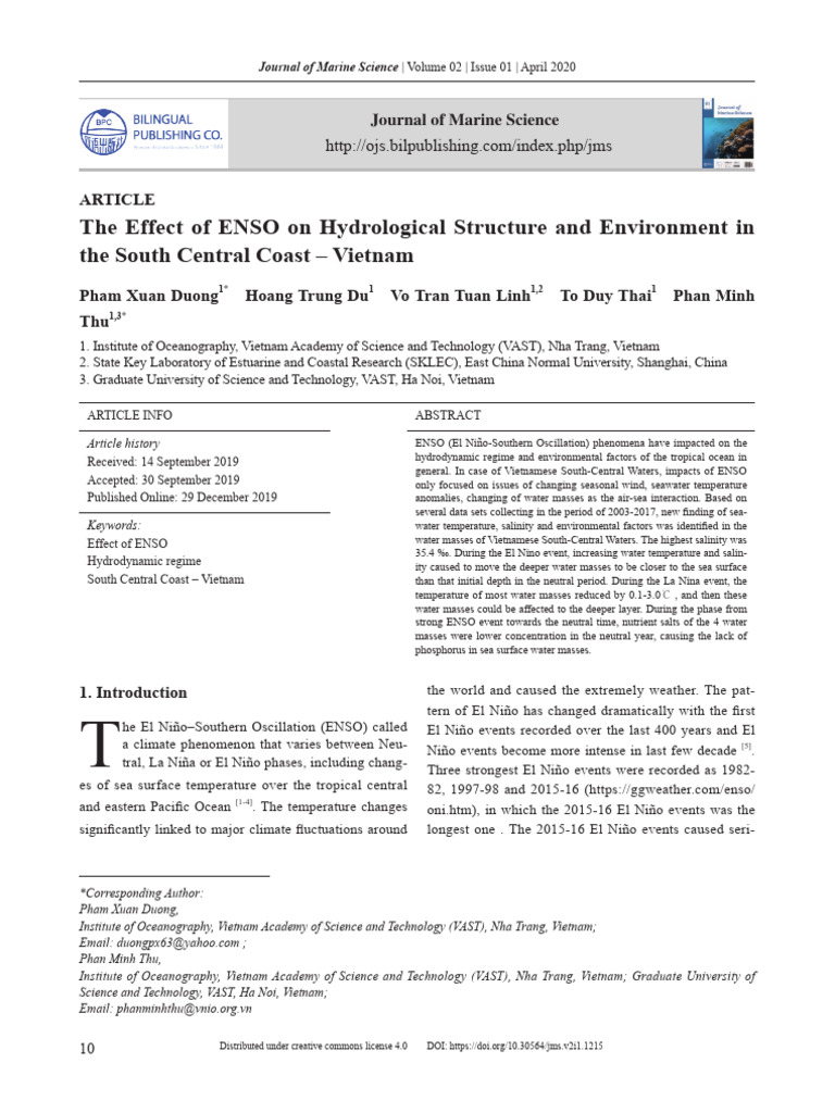 2020 Effect-of-ENSO PhanMinhThu | PDF | Applied And Interdisciplinary ...