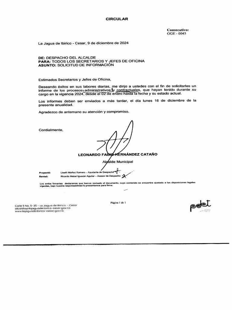 Oficio GGE 0045 | PDF