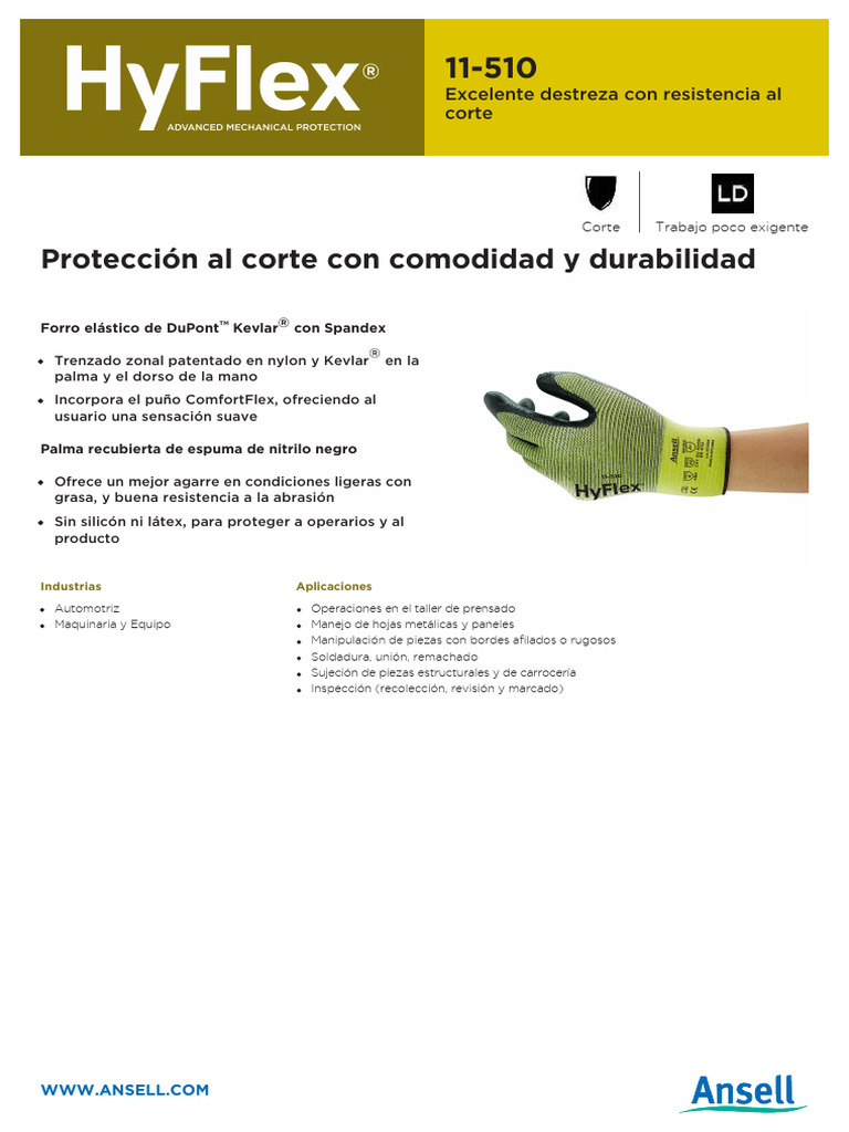 HyFlex 11-510 Product Data Sheet | PDF | Fibras | Textiles