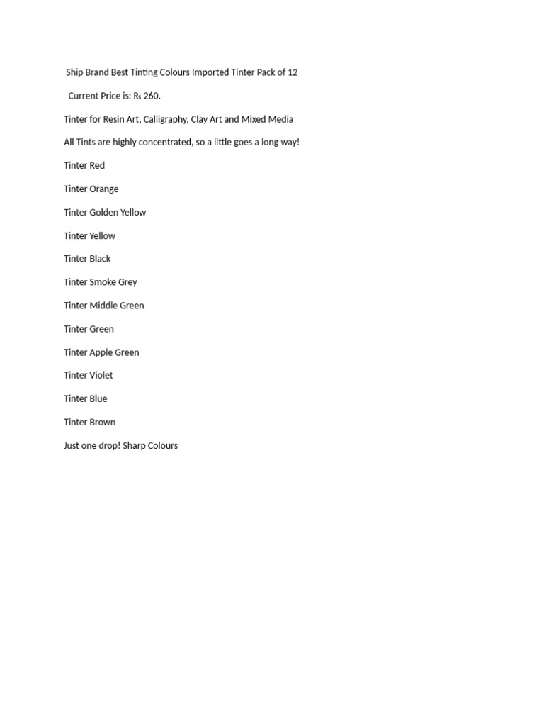 Ship Brand Tinter Pack: 12 Colors | PDF