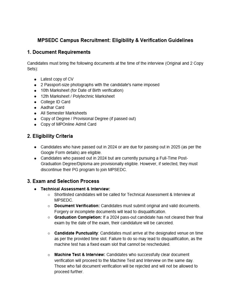MPSEDC Recruitment: Eligibility & Docs Guide | PDF