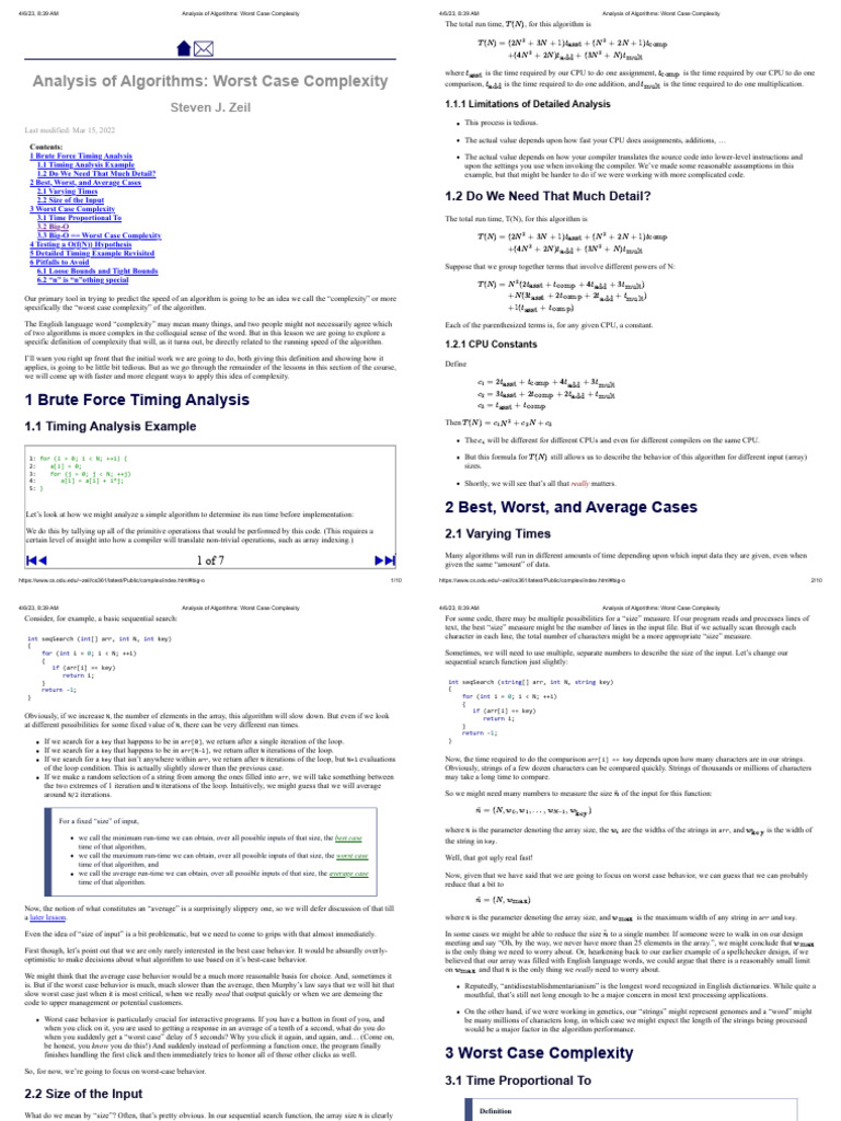 Analysis Of Algorithms Worst Case Complexity Pdf Theoretical Computer Science Computer