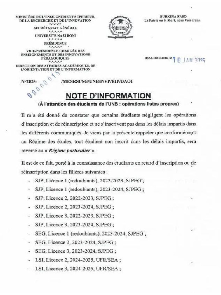 Note D'information UNB | PDF