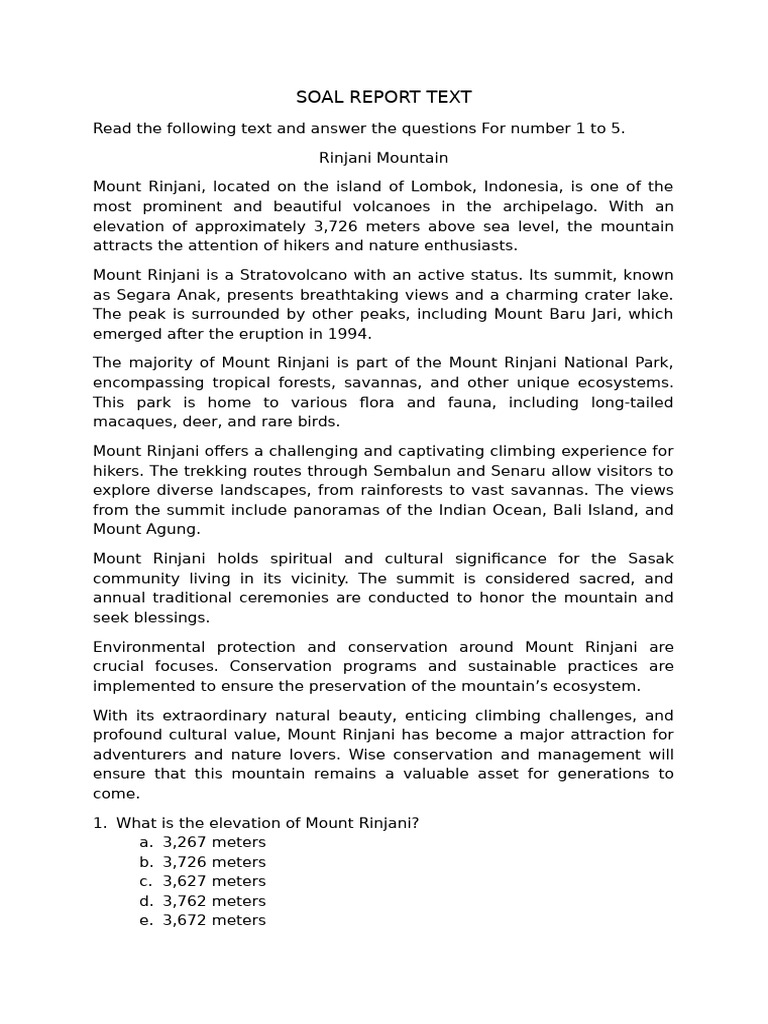 Soal Report Text | PDF | Earth Sciences