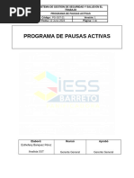 Programa de Pausas Activas | PDF | Estrés (biología) | Mano