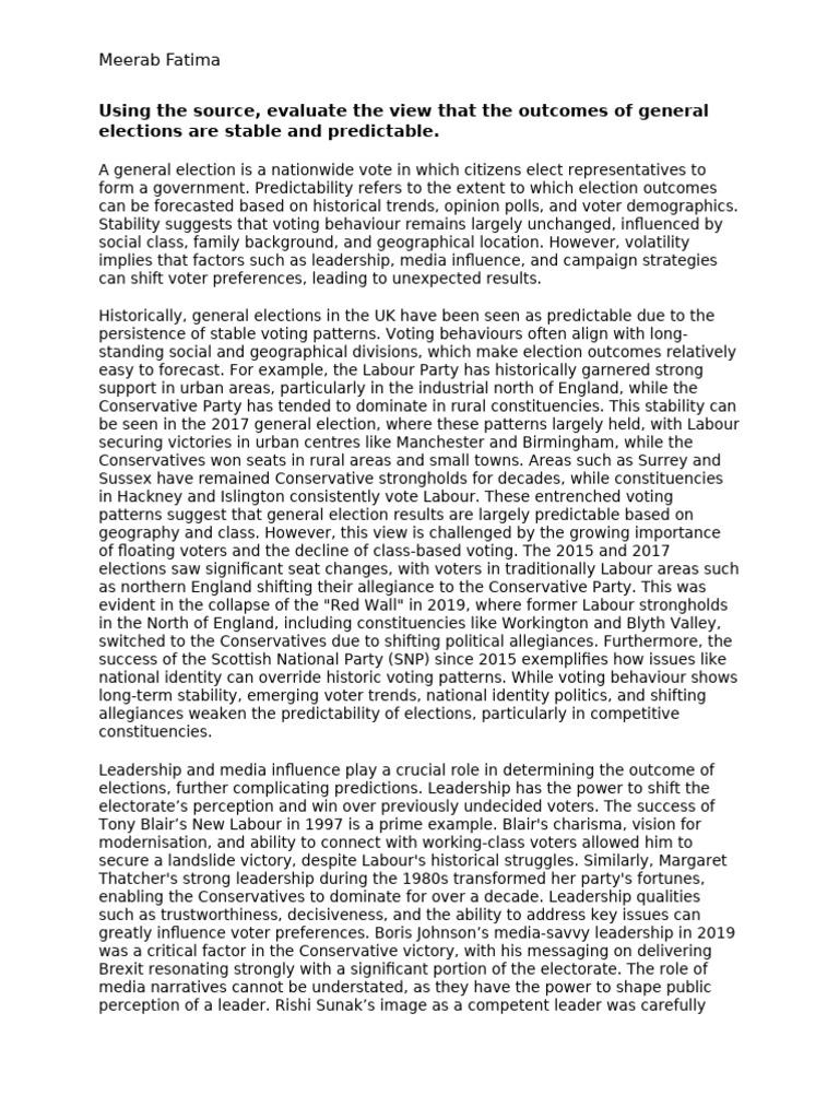 Evaluating Predictability in UK Elections | PDF | Conservative Party ...