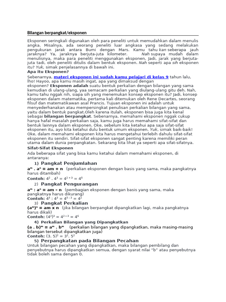 Bilangan Berpangkat/eksponen: Kan Nah Nah Sih Yuk | PDF