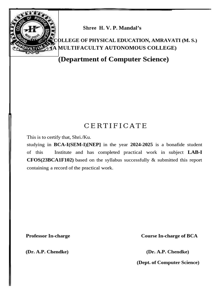 Chendke Sir Certificate | PDF