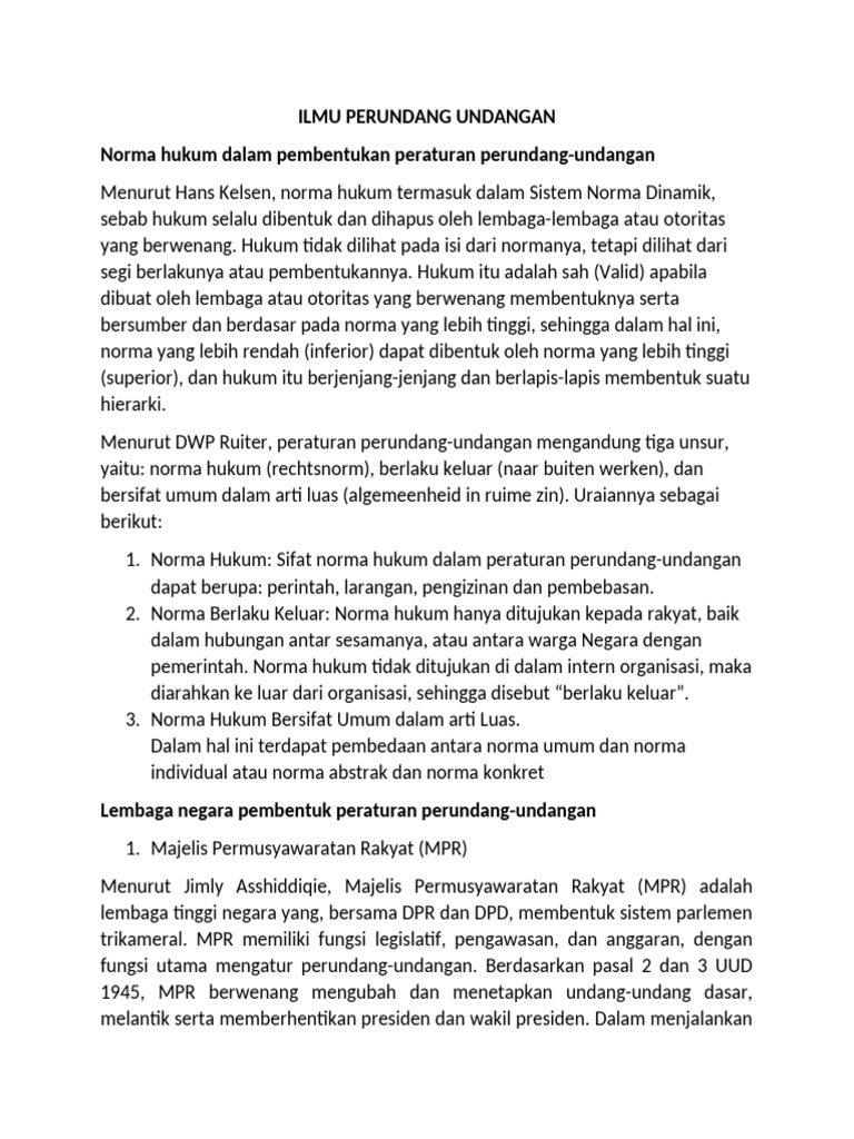 Norma Hukum Dalam Pembentukan Peraturan Perundang | PDF