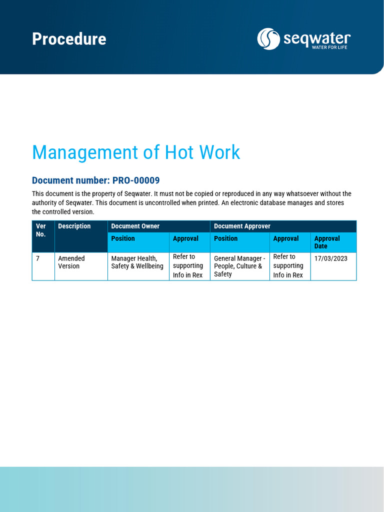 Hot Work Management Procedure Guide | PDF | Fires | Welding