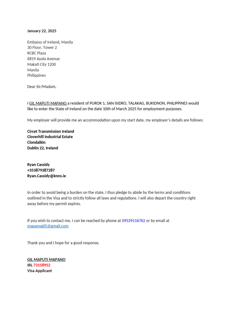 Application Letter - CIRCET | PDF