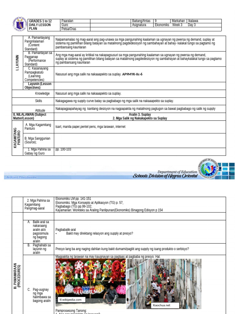 DLP G9 Q2-Supply DAY3week3 | PDF