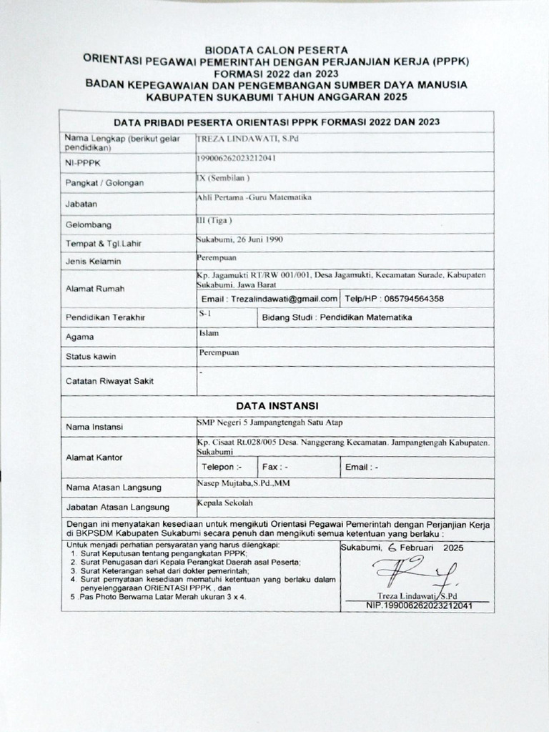 Surat Pernyataan Bersedia Mengikuti Orientasi | PDF