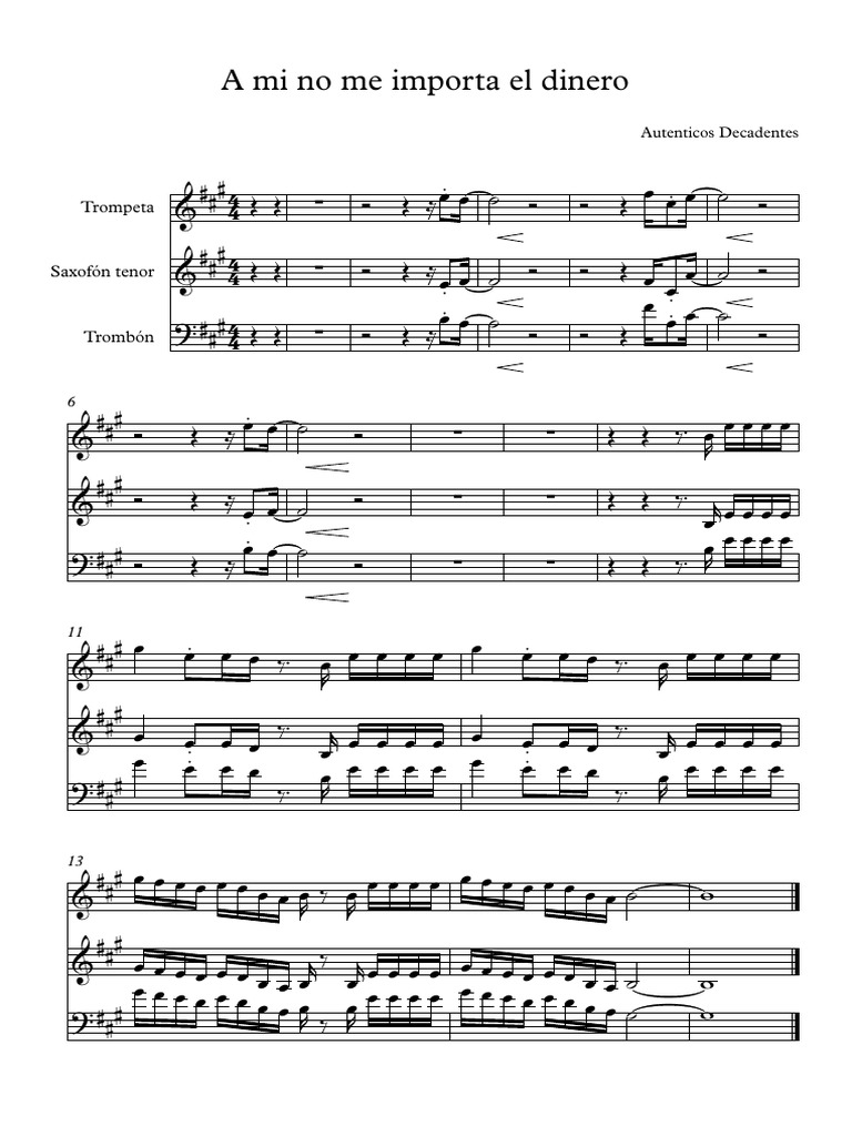 A Mi No Me Importa El Dinero - Partitura Completa | PDF