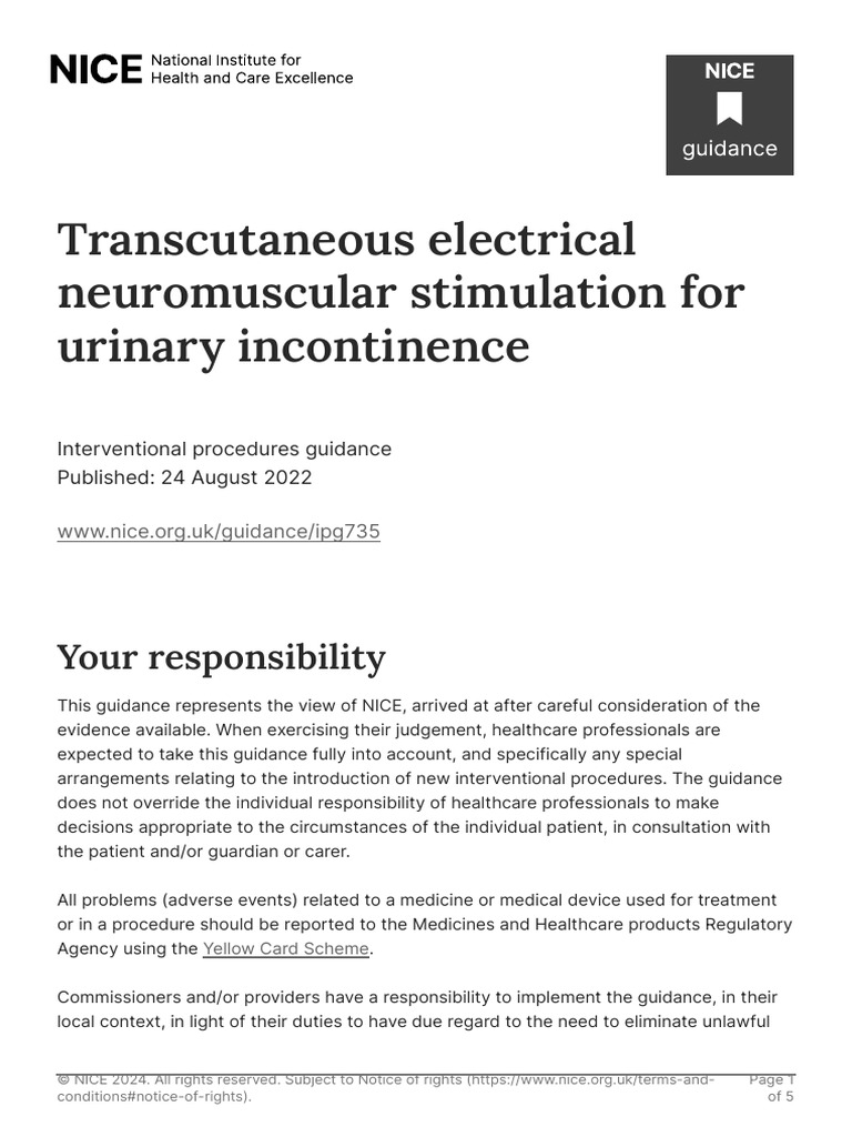Transcutaneous Electrical Neuromuscular Stimulation For Urinary ...