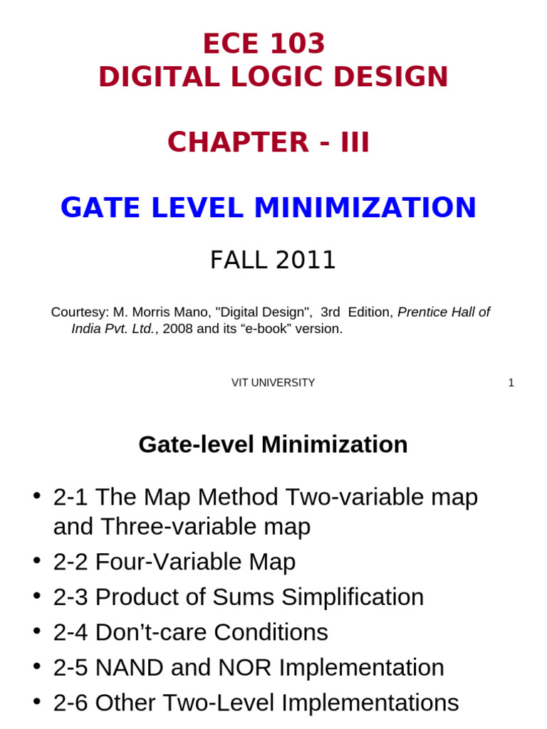 DIGITAL LOGIC DESIGN -ECE 103-CHAPTER 3 | PDF