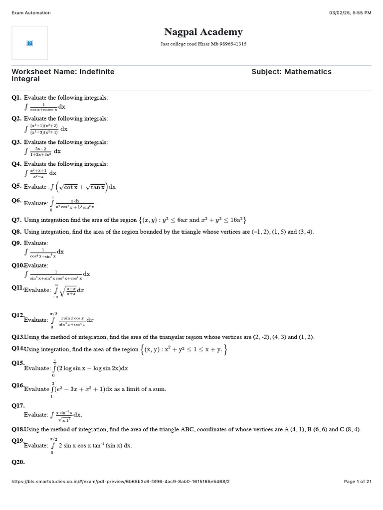 indefinite integral | PDF