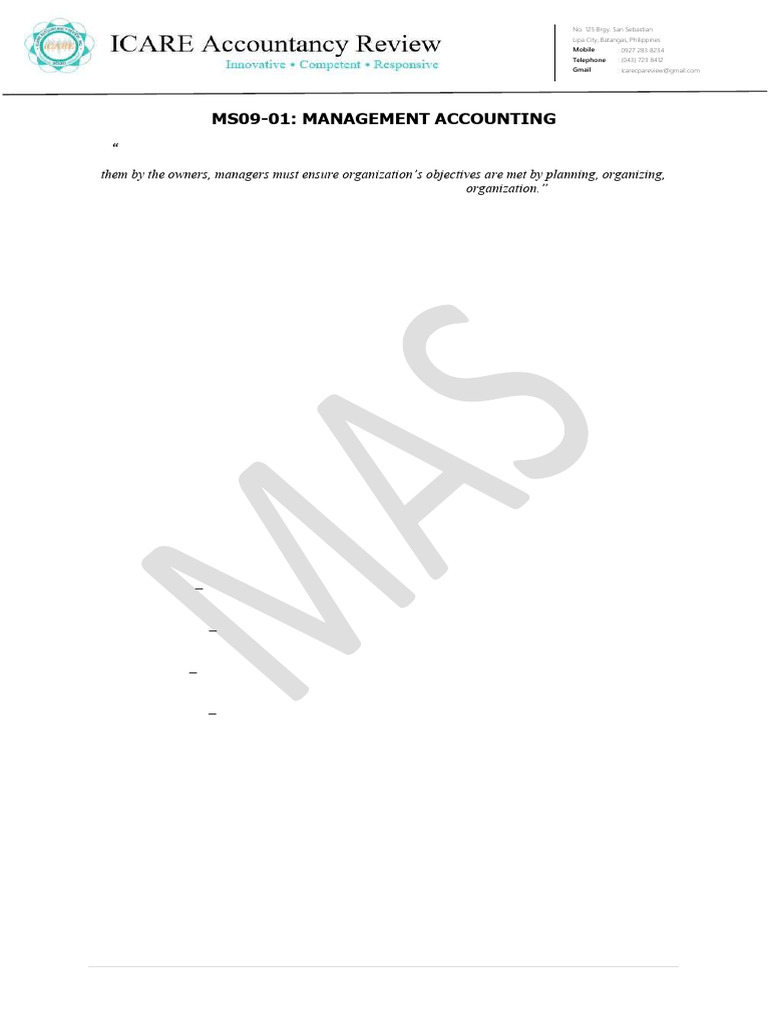 MS09-01 Introduction of Management Accounting | PDF | Accounting ...