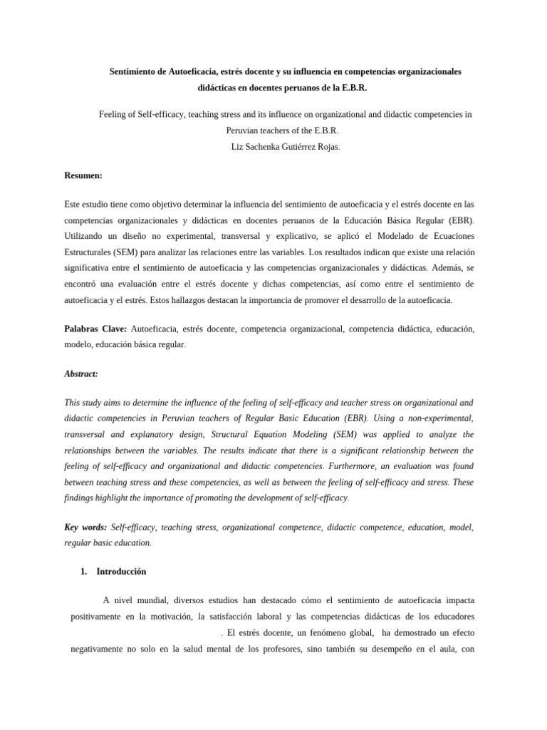 DISCUSIONES Y CONCLUSIONES Liz Sachenka | PDF | Autoeficacia | Maestros
