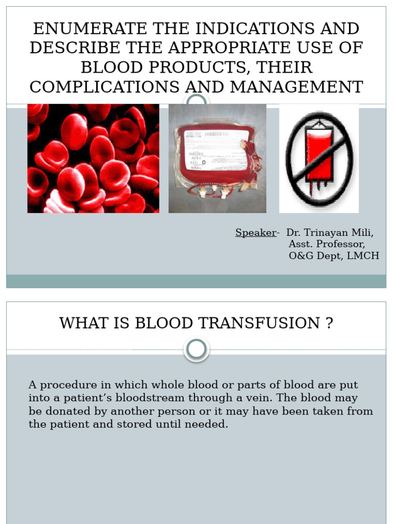 Blood Transfusion INT COURSE | PDF | Blood Transfusion | Platelet