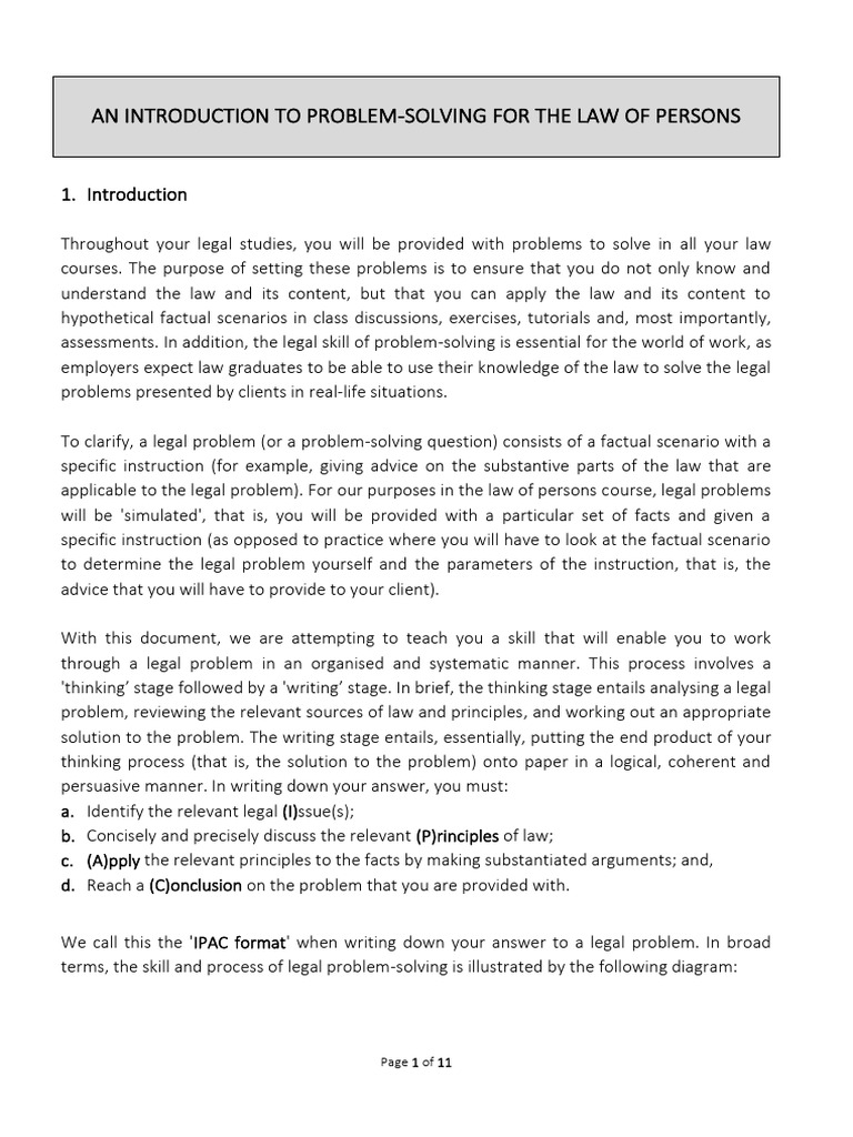 Persons Lecture Notes - An Introduction To Problem Solving For The Law ...
