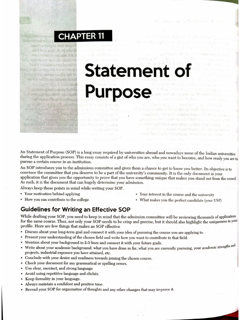 Statement of Purpose, Sample | PDF