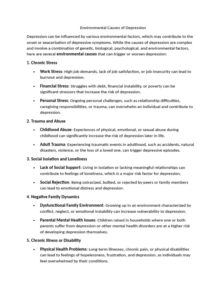 Environmental Triggers of Depression | PDF | Major Depressive Disorder ...