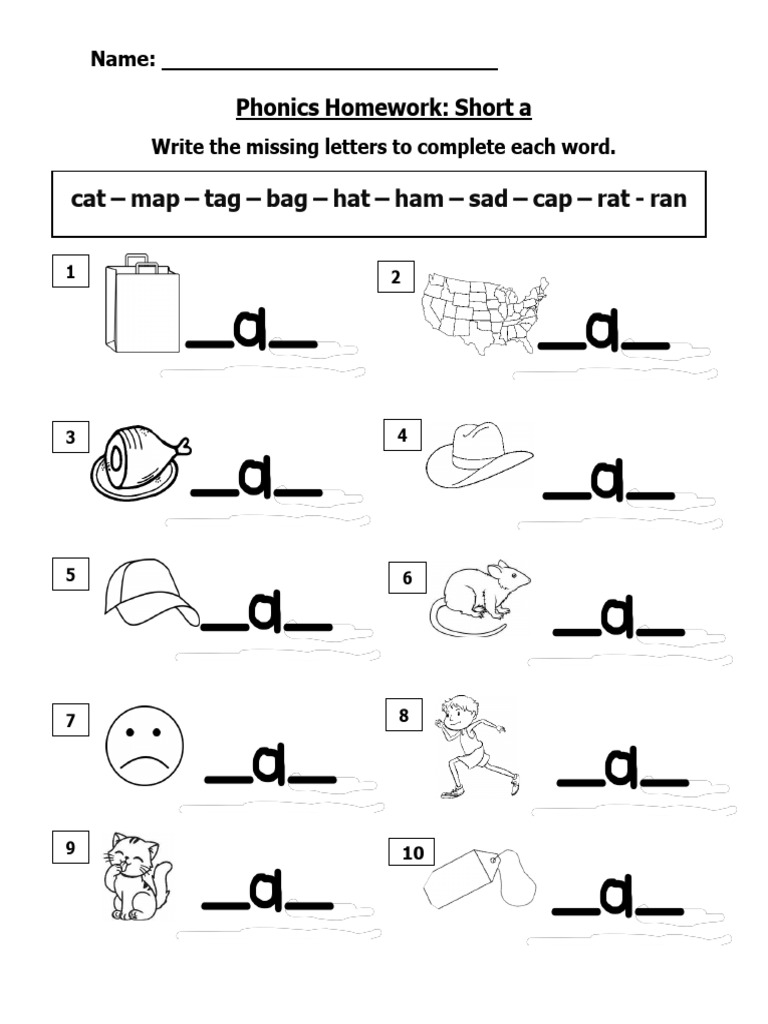 Phonics hOMEWORKshort A Homework | PDF