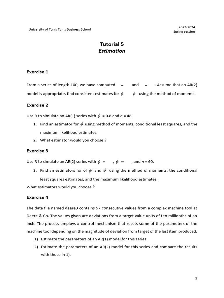 Tutorial-6-Estimation | PDF | Autoregressive Model | Estimation Theory