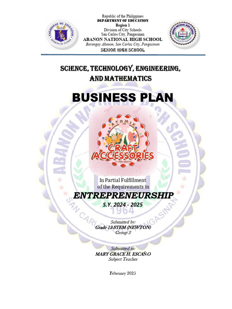 Business Plan Group 2 Atomix Craft Accessories - 082500 | PDF | Flower Bouquet | Pricing