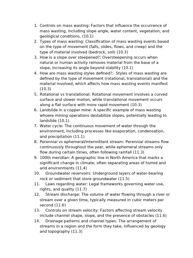 Controls On Mass Wasting Types of Mass Wasting How Is A Slop | PDF ...