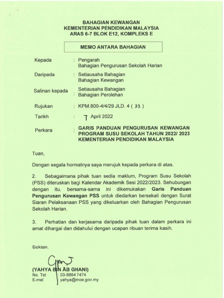 Garis Panduan Pengurusan Kewangan Program Susu Sekolah Tahun 2022-2023 ...