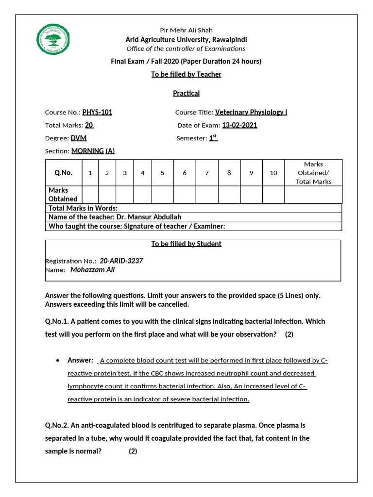 Physio Practical Finale by Tanzeel | PDF | White Blood Cell | Anemia
