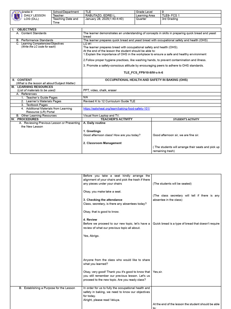 Ohs | PDF | Baking | Occupational Safety And Health