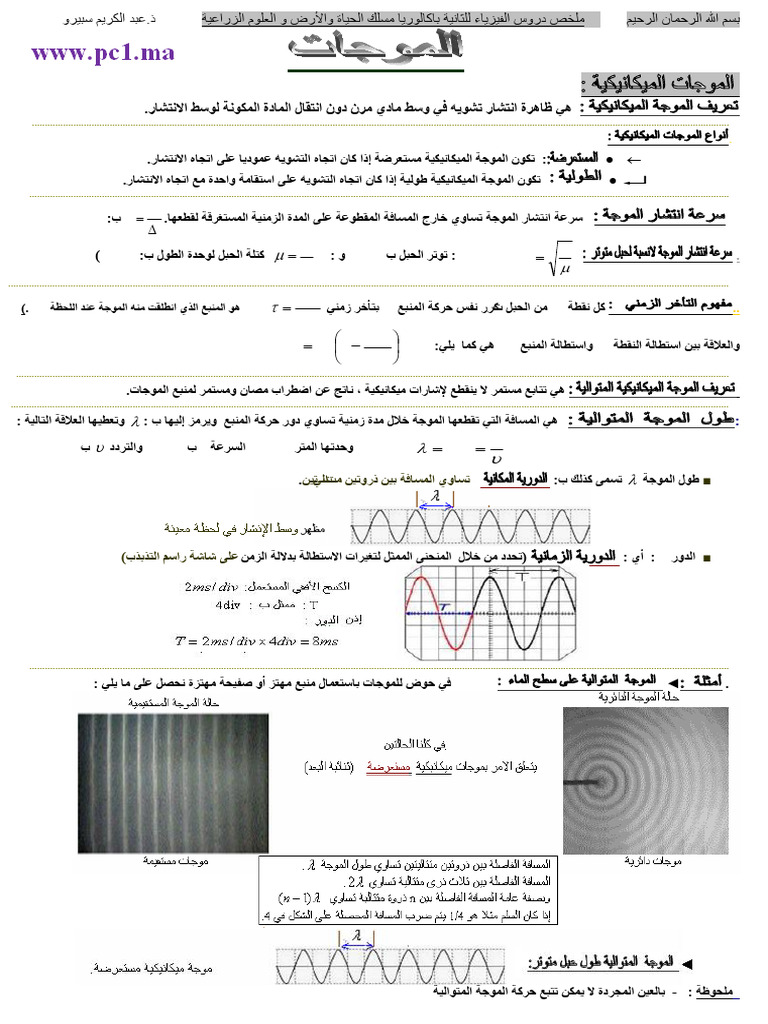 Résumé-Les Ondes Prof - Sbiro PC+SVT (WWW - Pc1.ma) | PDF