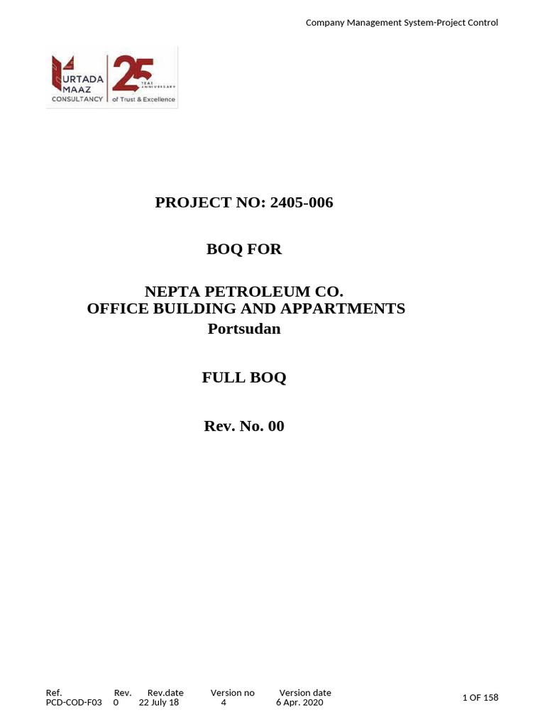 NEPTA PETROLEUM CO - portsudan-BOQ | PDF | Concrete | Bonds (Finance)