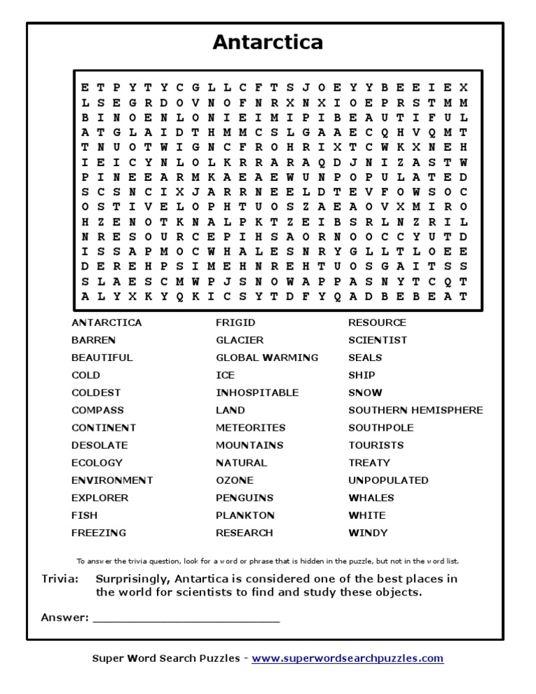Antarctic A Word Search | PDF | Science & Mathematics