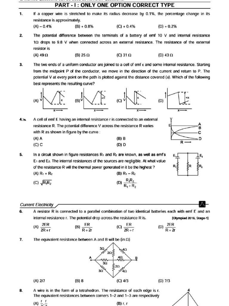 Current Electricity Problems and Solutions | PDF | Voltage | Electrical ...