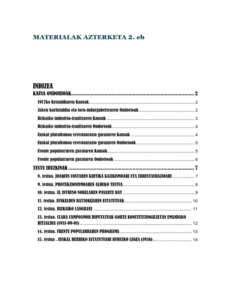 MATERIALA AZTERKETA 2. Eb - Xabi Gorostiaga | PDF