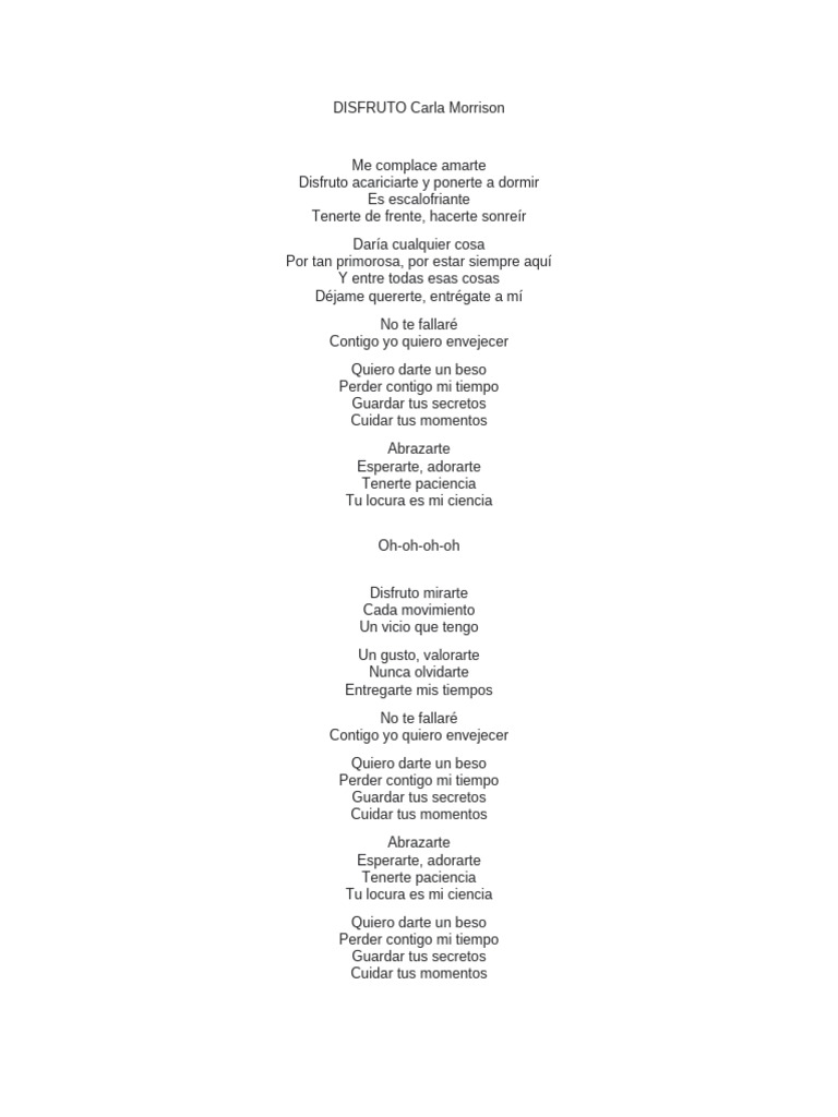 DISFRUTO Carla Morrison Letra | PDF