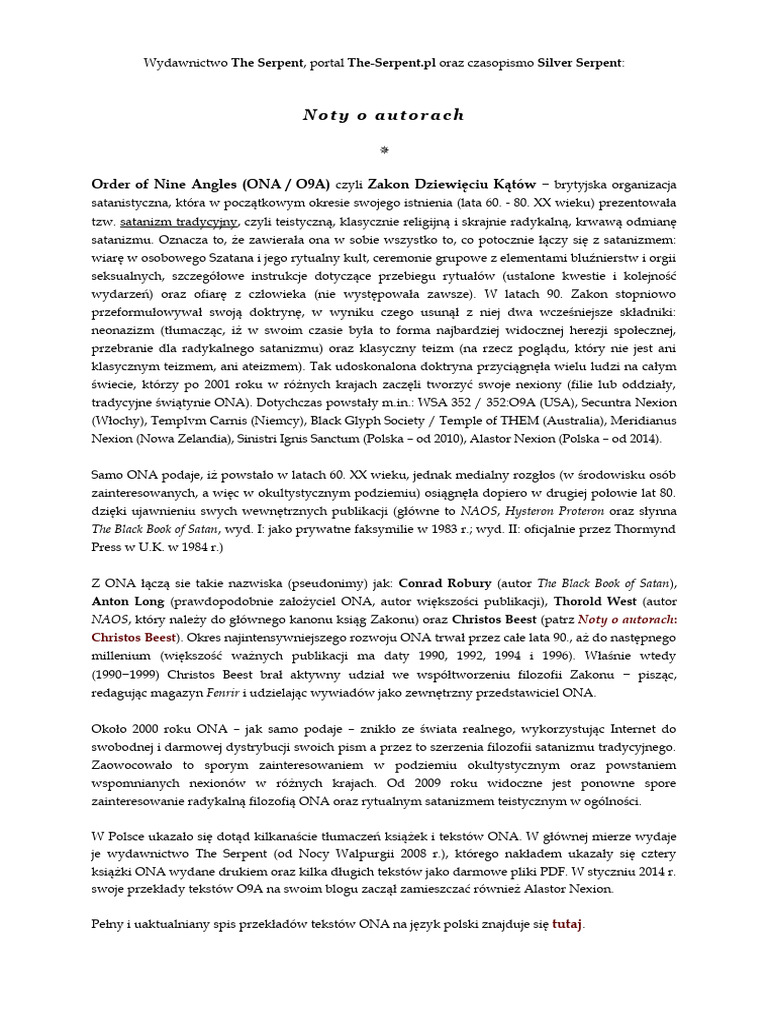 Order of Nine Angles (O9A) | PDF